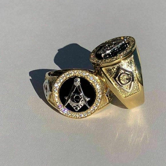 Accessories | Mens 14k Gold Real Solid 925 Silver Freemason Masonic G ...
